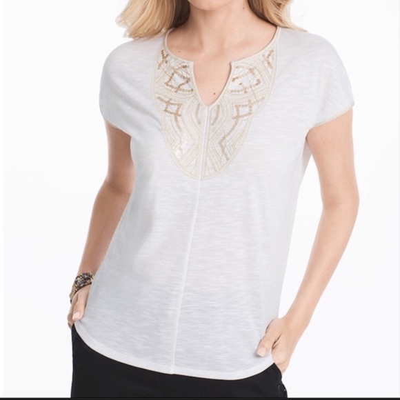 White House Black Market | Tops | Nwt Whbm White Gold Embellished Top ...